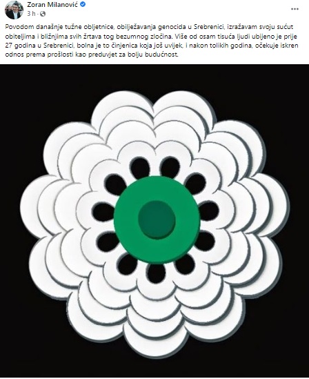 'POVODOM DANAŠNJE TUŽNE OBLJETNICE...': Zoran Milanović izrazio ...