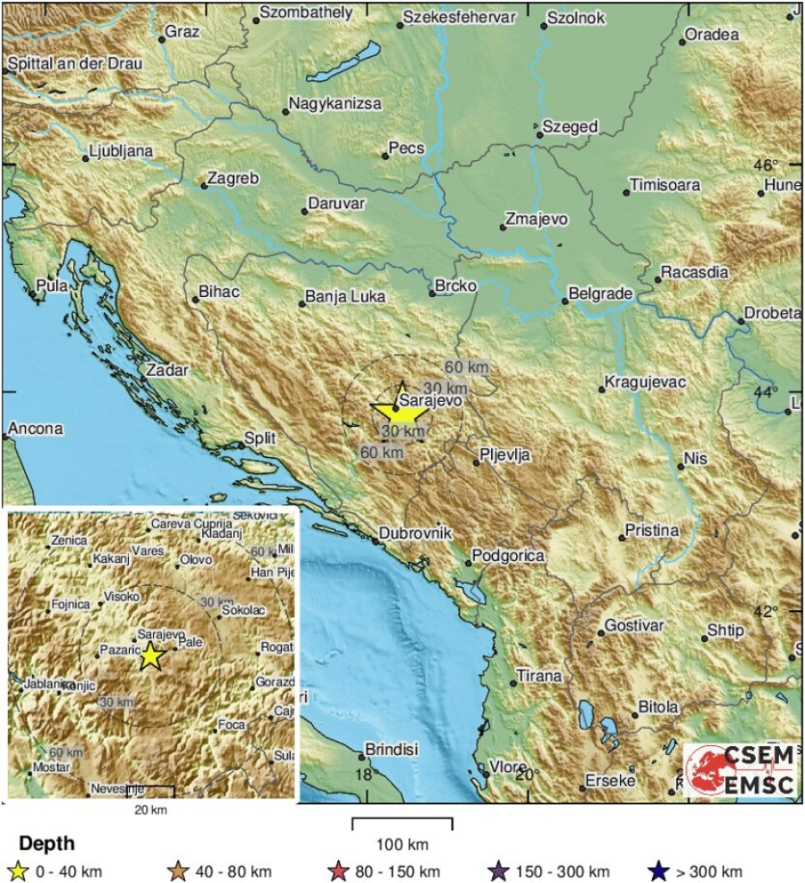 PODRHTAVANJE TLA: Zemljotres pogodio glavni grad BiH, epicentar bio ...