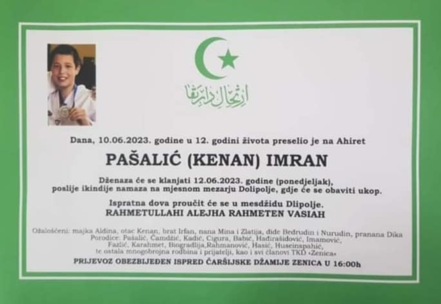 POZNATO VRIJEME I MJESTO DŽENAZE DJEČAKU IMRANU: 'Po dobrom ćemo te ...