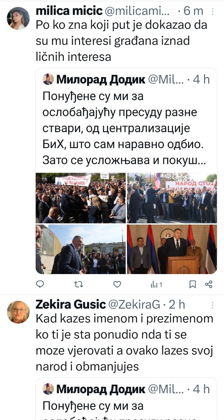 'MILORAD DODIK JE NEPRESUĐENI KRIMINALAC, SILEDŽIJA, FAŠISTA, LAŽOV ...